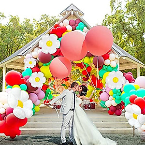 Palksky 10 Pcs Daisy Balloons, 40inch/ 30inch/ 15inch Huge White Flower Party Decorations for Birthday, Wedding, Daisy Party Decorations Supplies