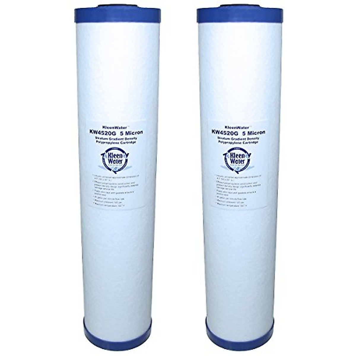 Dirt, Rust and Sediment Meltblown Water Filter, KleenWater KW4520G 5 Micron Replacement Cartridge, 4.5 x 20 Inch (2)