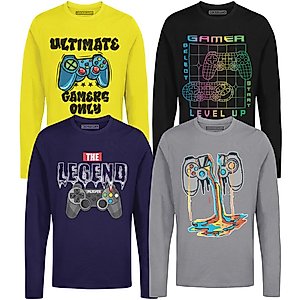 BROOKLYN VERTICAL 4-Pack Boys Long Sleeve Crew Neck T-Shirt with Chest Print | Soft Cotton Sizes 6-20 (as1, Alpha, x_l, Regular, Combo A)