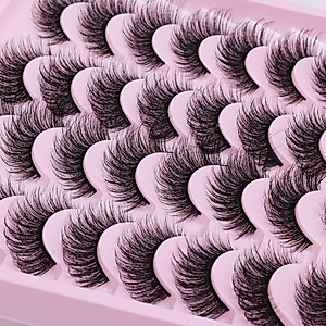 Natural Eyelashes 15mm Fake Lashes Cat Eye Mink Lashes Fluffy Volume Wispy Eyelashes Pack 16 Pairs by Zegaine