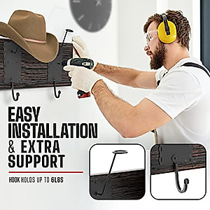 A.J. Boone Cowboy Hat Holder – Set of 2 Decorative, Wall-Mounted Hat Hooks – Heavy-Duty, Handcrafted, Iron Cowboy Hat Rack and Coat Rack for Storage and Display – Rustic Western and Farmhouse Décor