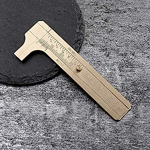 Juland Retro Vernier Caliper Copper Alloy Mini Brass Sliding Pocket Caliper Metal Double Scale for Measuring Gemstones and Jewelry Components Bead Wire Guitar Repair 80 mm /3.15"
