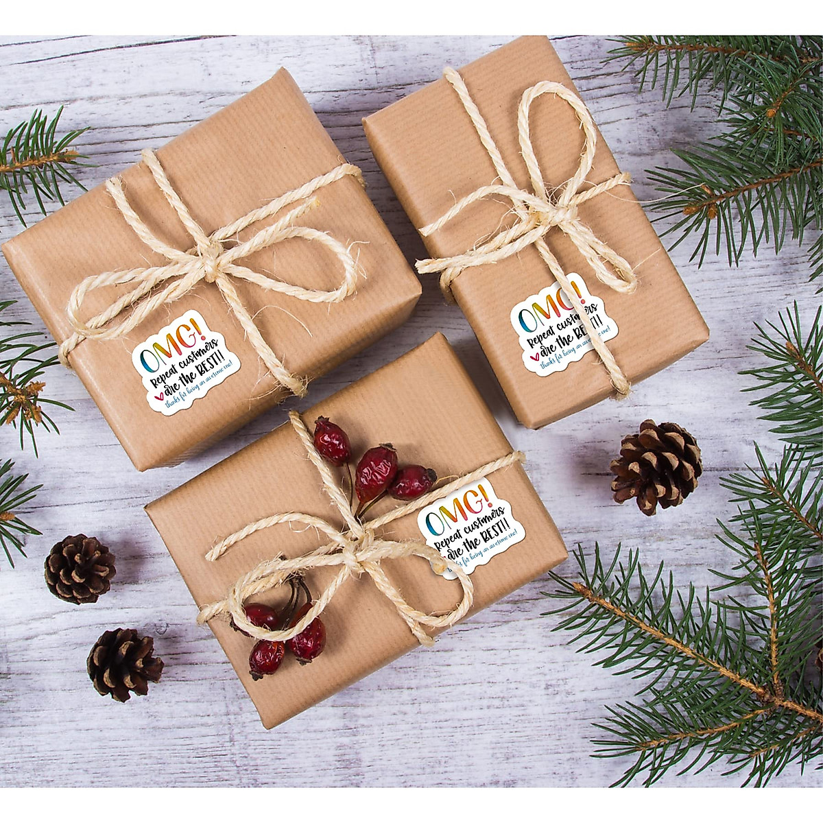 Calyders 500 PCS Cute Small Business Thank You Stickers, Repeat Customers are My Favorite Business Stickers, Packaging Stickers, Mail Envelopes Shipping Stickers for Online Retailers Small Business