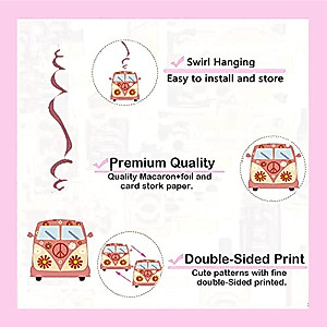 UOMNICUE 20PCS Hippie Party Decorations Groovy Retro Hippie Boho Rainbow Daisy Flower Party Theme Hanging Swirl Banner Party Supplies for Home Ceiling Streamers Birthday 60s 70s Retro Party Favors