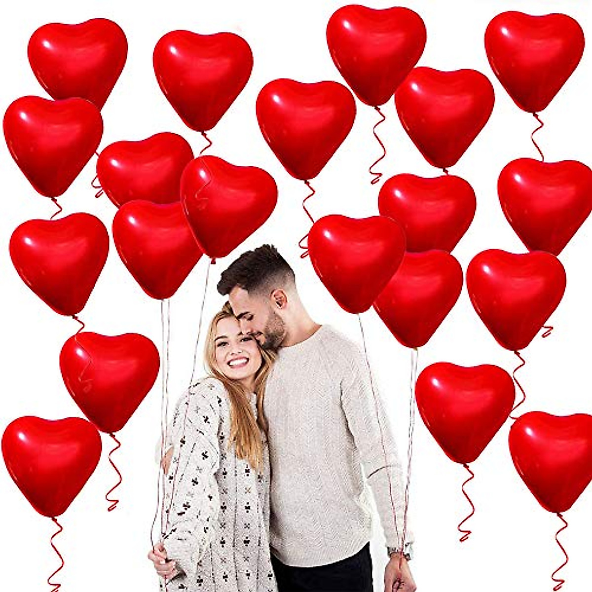 50 Pieces Love Heart Balloons Red Latex Heart Balloons for Valentines Day Wedding Anniversary Engagement Birthday Garden Company Celebration Graduation Prom Party Decoration Romantic Decoration