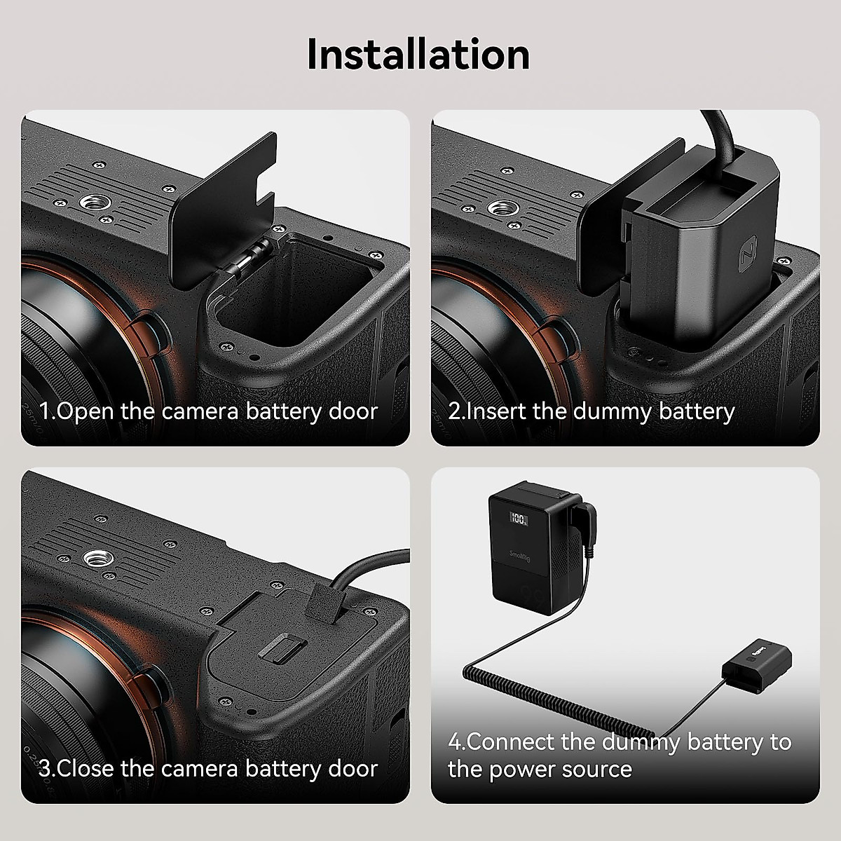 SmallRig D-TAP to NP-FZ100 Dummy Battery, NP-FZ100 Power Cable for Sony A7 III, A7 IV, A7S III, A7R III, A7R IV, A7R V, A7C, A7C II, A7CR, A1, A9, A9 II, A6600, A6700, FX3, FX30, ZV-E1 Cameras - 4253B