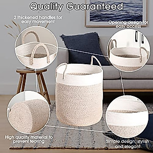 Large Woven Storage Basket, Woven Baby Laundry Basket, Woven Cotton Storage Basket for Closet Rack, Blanket Basket, Toy Basket, Quilt Pad Laundry Basket