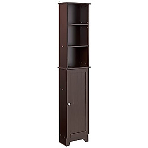 Redmon Contemporary Country Tall Floor Shelf with Lower Cabinet, Large, Espresso
