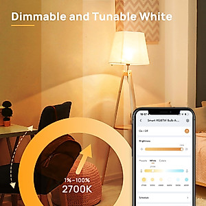 Linkind BR30 Smart Light Bulbs, WiFi Flood Light Bulbs Compatible with Alexa & Google Home, RGBTW Color Changing Light Bulb, 1800K-6500K Tunable White, E26 8W Equivalent 60W, 2.4Ghz WiFi only, 4 Pack