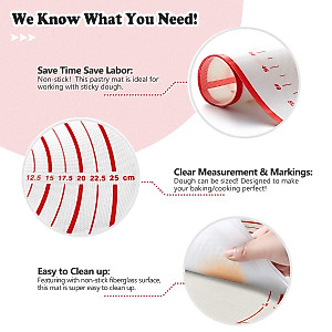 Pastry Mat for Rolling Dough, WeGuard 24"x20" Silicone Pastry Kneading Mat Board with Measurements Marking BPA Free Food Grade Non-stick Non-slip Rolling Dough Baking Mat