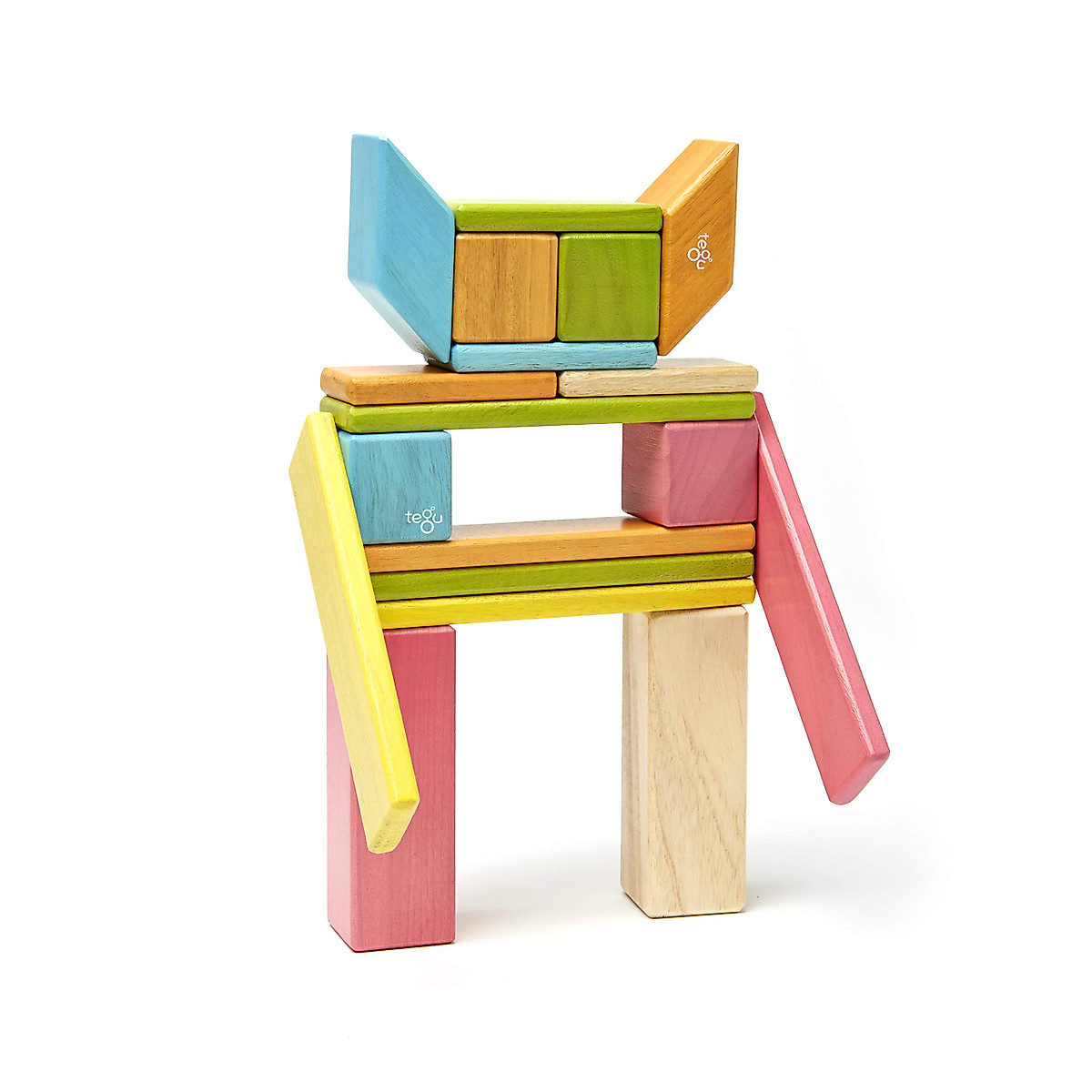 24 Piece Tegu Magnetic Wooden Block Set, Tints, 1-99 years old