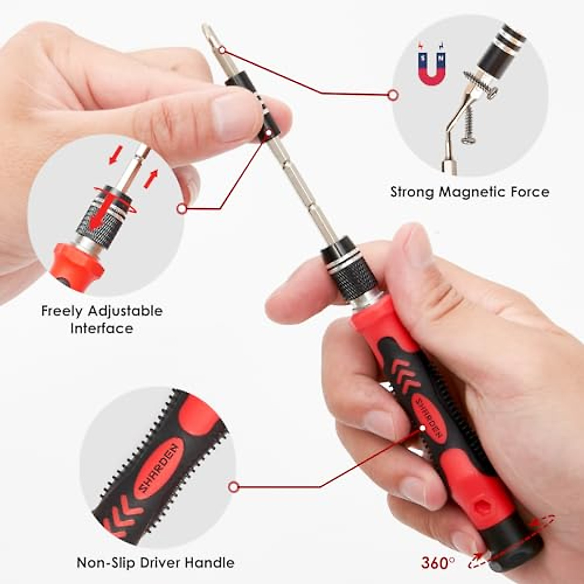 SHARDEN Precision Screwdriver Set, 122 in 1 Electronics Magnetic Repair Tool Kit with Case for Repair Computer, iPhone, PC, Cellphone, Laptop, Nintendo, PS4, Game Console, Watch, Glasses etc (Red)