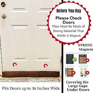 Evelots Magnetic Cold, Hot Air Door Guard Stopper - Made for Iron & Steel Doors - Strong Magnets - Block Cold Air, Noise, Dust -Warmer/Quieter Home- No Need to Bend Down -36 Inches -Save Energy