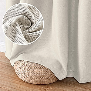 H.VERSAILTEX Linen Curtains Black Out Curtains for Bedroom Windows Noise Reducing Thermal Insulated Darkening Curtains for Living Room 2 Panels Set Grommet Curtain Panels 52 x 84 Inch, Heather Ivory