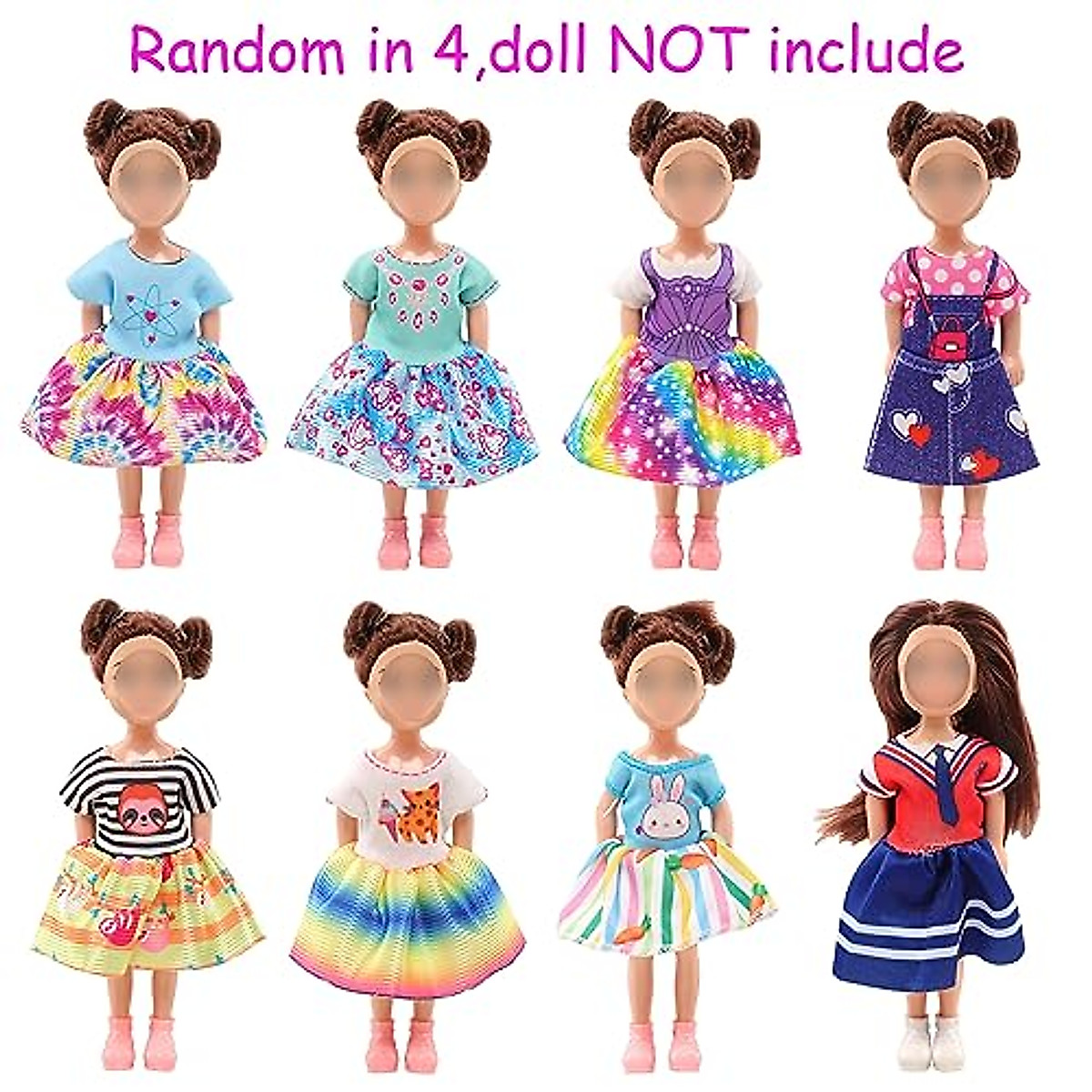 5.3 Inch Doll Clothes and Accessories 4 Outfits 4 Dresses 3 Shoes with 22 School Supplies for Chelsea Doll Clothes Set