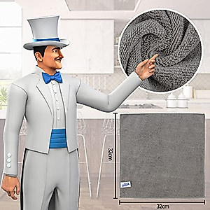 MR.SIGA Microfiber Cleaning Cloth, All-Purpose Microfiber Towels, Streak Free Cleaning Rags, Pack of 12, Grey, Size 32 x 32 cm(12.6 x 12.6 inch)