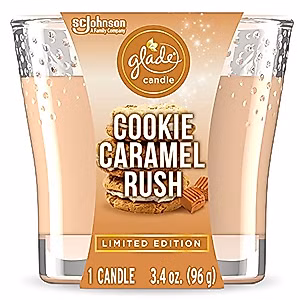 Glade Candle Jar, Air Freshener, Cookie Caramel Rush, 3.4 Oz