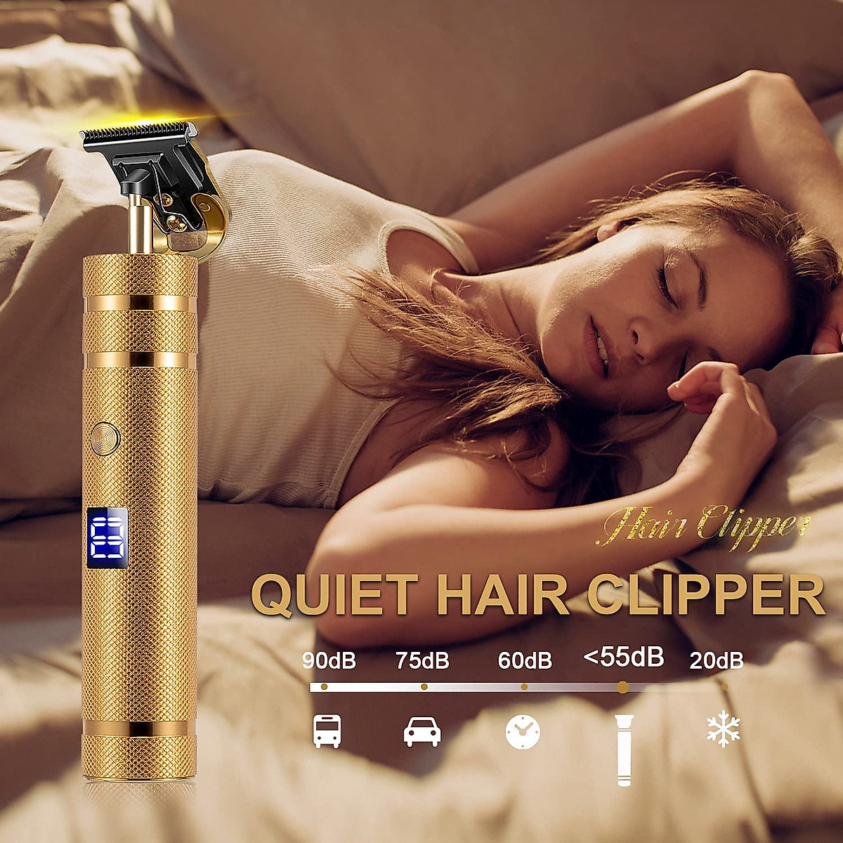 Hair Clippers for Men, Professional Hair Trimmer Set Cordless Barber Clippers Beard Trimmer Hair Cutting Kit Rechargeable T Outliner Shaver Zero Gapped Haircut Grooming Kit Gifts for Men (Yellow)