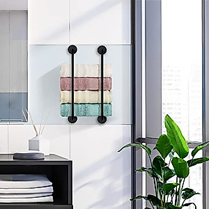 Towel Racks for Bathroom Wall Mounted，Towel Holder for Rolled Towels,Bathroom Towel Storage,Bath Towel Holder Organizer for Folded Large Towel Washcloths by WEKEY-Black