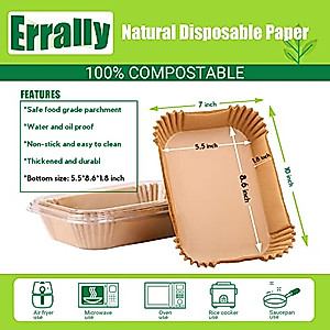 100pcs Air Fryer Disposable Paper Liner for Ninja Dual, Air Fryer Liners Rectangular Food-Grade Parchment Paper 8.6x 5.5 Inches, Ninja Dz201 Air Fryer Accessories Baking Paper(Rectangle)