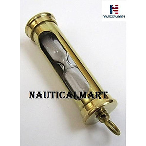 NauticalMart Brass Clock Sand Timer Key Chain 5" pendent Keyring Hour Glass
