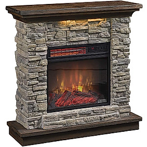 duraflame® Wall Mantel Electric Fireplace with Remote Control, Smoky Gray Stone