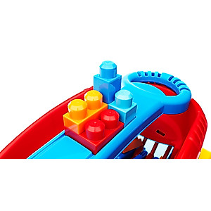 Mega BLOKS Toy Building Set Toddler Blocks, Block Scooping Wagon Learning Toy with Storage - Blue