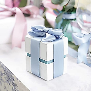 HUIHUANG Dusty Blue Ribbon 1-1/2 inch Double Face Satin Ribbon Silk Ribbon 50 Yards Roll for Gift Wrapping Bows Making Floral Bouquet Wedding Invitations Decor Party Favor and Craft Supplies