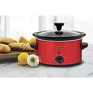NESCO SC-150R, Oval Slower Cooker, Red, Ceramic, 1.5 quart, 120 watts