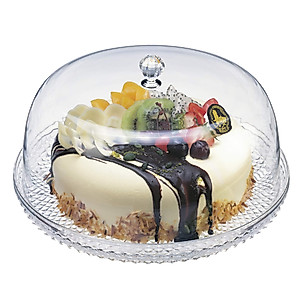 Amazing Abby - Kate - 12-Inch Acrylic Cake Plate with Dome, Plastic Cake Stand with Cover, Serving Platter with Lid, BPA-Free and Shatter-Proof, Perfect for Display, Party, Entertaining, and More