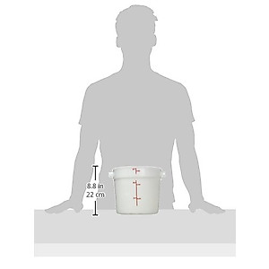 Winco Heavy-Duty Round Food Storage Container, 6 Quart, White