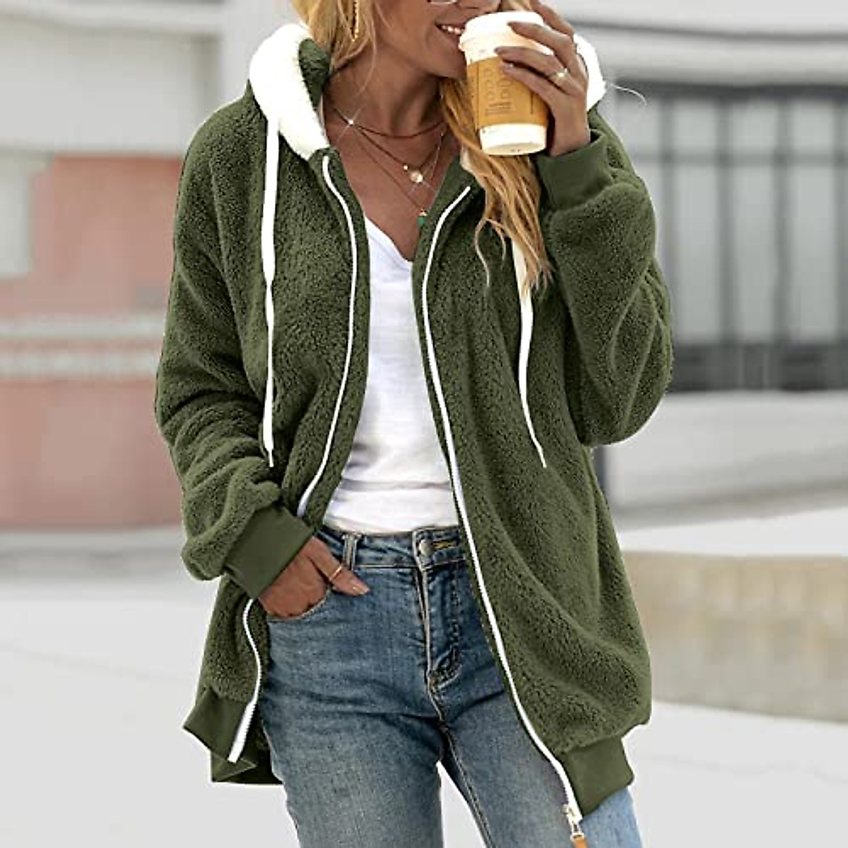 Womens Casual Tunic Tops Cardigan tie dye Sweater Women White lace Shirts for Women Long Sleeve Pink Plaid Flannel Shirt Cardigan with Buttons Full Zip Fleece Funnel Neck Hoodies for Women Christmas