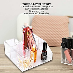 Eyelash Beauty Organizer, Acrylic Eyelash Grafting Tool Storage Beauty Tool W/Tweezers Holder Display Boxes for Home Eyelash Salon (Transparent)