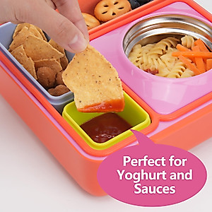 Viotiin Silicone Dips Containers Compatible with OmieBox, 4 Pack Salad Dressing Container To Go for Most Bento Lunch Box, Small Snack Condiment Container with Lids for kids