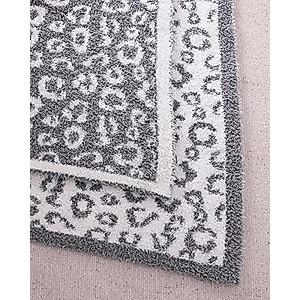 Panku Super Soft Leopard Throw Blanket, Cozy Warm Cheetah Fleece Blankets for Couch and Sofa, Knit Reversiable Luxury Fluffy Blanket Throw Light Grey 50x60 Inches