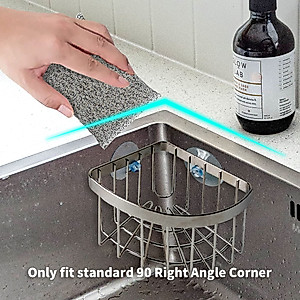 Dveda Sink Caddy, Dish Cloth Hanger Sponge Holder, Save Space Triangle 2-in-1 Sink Caddy, 304 Stainless Steel Corner Kitchen Sink Organizer, No Drilling with 2Pcs Suckers