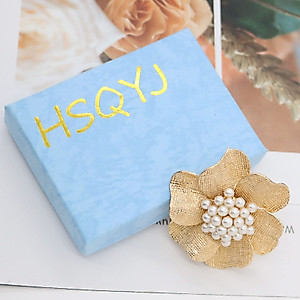 HSQYJ Fashion Adjustable Pearl Crystal Flower Cocktail Statement Ring Rhinestone FloraL Engagement Wedding Bands Rings Luxury Jewelry for Women Gift Gold Silver Plated (Flower)