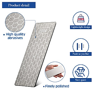 6 Pcs Diamond Sharpening Stone Honing Stone Lapping Plate Diamond Sharpening Plate Fine Coarse Diamond Stone for Kitchen Blade Blunt Edges Chisel, 5.9 x 2.48 Inch, 200, 400, 600, 800,1000, 1200 Grit