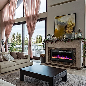 36" Inch Electric Fireplace in-Wall Recessed and Wall Mounted Fireplace,Linear Fireplace with Multicolor Flame,Ultra-Thin Fireplace Heater,Touch Control Panel,Timer,Remote Control, 750/1500W