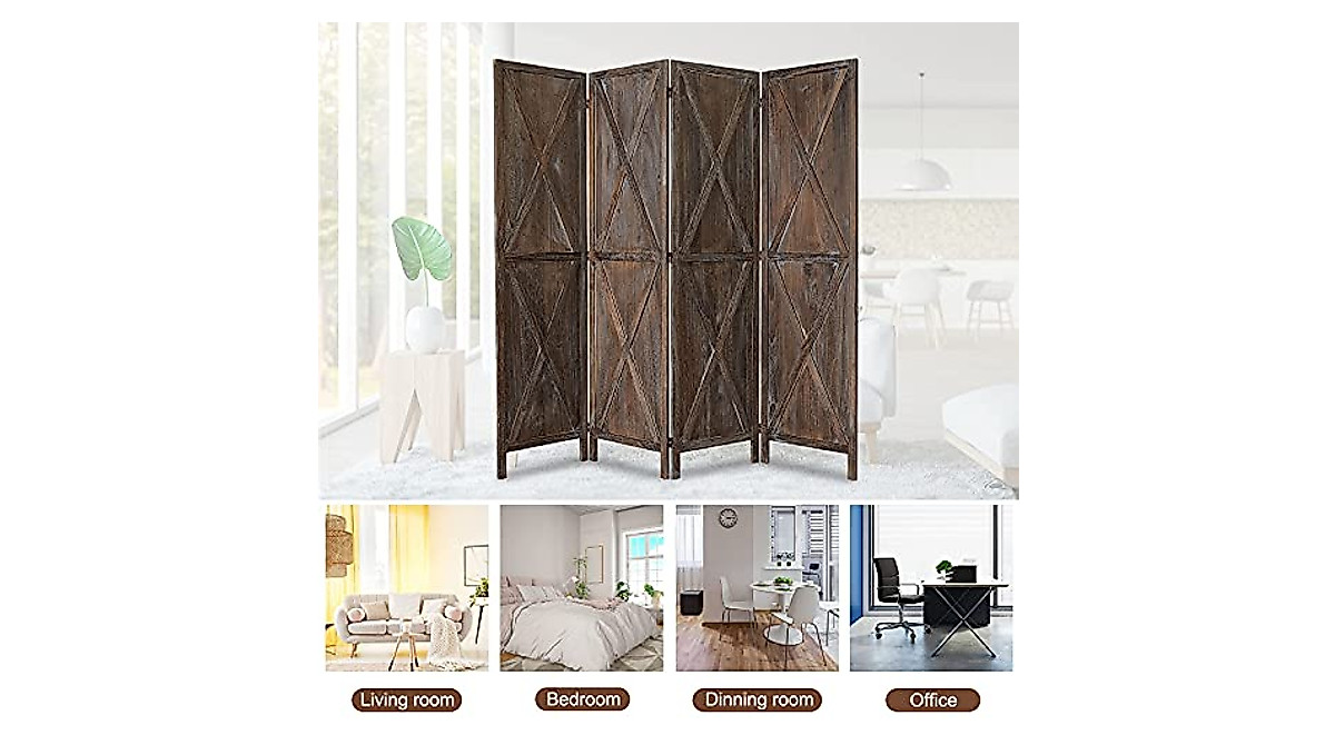 Room Divider Screen - Portable 4-Panel Privacy Solution for Home & Office