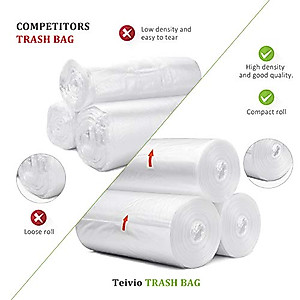 330 Counts Strong Trash Bags Garbage Bags by Teivio, Bathroom Trash Can Bin Liners, Small Plastic Bags for home office kitchen (4 Gallon, Clear)