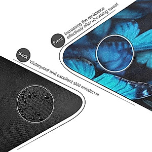 GOODOLD Blue Butterflies Yoga Mat, 71 x 26 Inch Non-slip Yoga Mats Folding Travel Exercise Mat Indoor Outdoor Gym Pilates with Storage Bag for Women Men