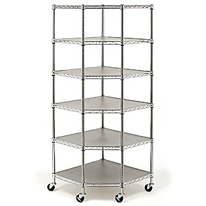 Heavy Duty Steel 6-Tier Corner Restaurant Shelf Commercial Food Storage, NSF Approved