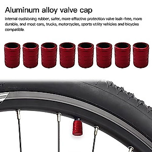 8pcs Aluminum Car Tire Valve Caps Hex Alloy Tyre Valve Stem Cover Air Dust Cap Tire Valve Truck Bike Wheel Rim Valve Stem Cap(Red)