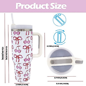 BEGOOD Tumbler with Handle and Straw Lid 100% Leak-proof Travel Coffee Mug Stainless Steel Insulated Cup for Beverages 40OZ Bow Print