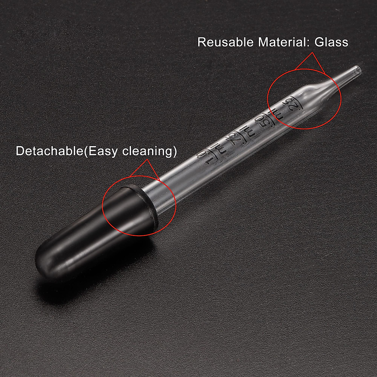 PATIKIL Eye Dropper Kit, 1 Set 1ml Glass Straight Tip Graduated Ear Dropper with Rubber Bulb Cleaning Brush for Transfer Liquids for Dose and Measurement, Clear