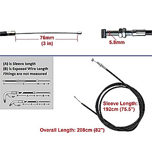 RedCap 75" inch Universal Straight Throttle Cable for 90cc 110cc 125cc Gas Scooter, Go Kart, Kandi, Mini Bike, Dirt Bike Buggy L5C00049FM5020500