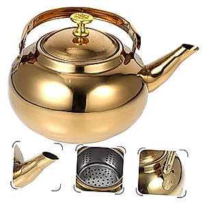 UTHCLO 1pc Stainless Steel Exquisite Pot Coffee Espresso Stove Tea Pots Coffee Pot Retro Espresso Machine Tea Warmer Retro Coffee Machine Heat Water Kettle Water Boiling Container Golden