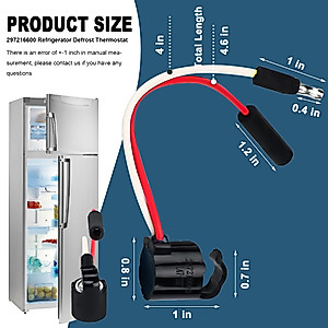 puxyblue 297216600 Refrigerator Defrost Thermostat for Frigi-Daire Elec-Trolux Ken-More Freezer Defrost Thermostat Replaces 216731000 216872200 218673001 7216872200 AP4374171