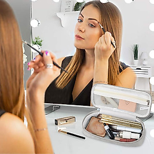 LOPURS Large Capacity Pen Box, Aesthetic Pencil Pouch with Zipper Compartments, Portable Stationery Box for Teen Boys Girls Adults (Grey, 9" Lx3.9 Wx1.9 H)